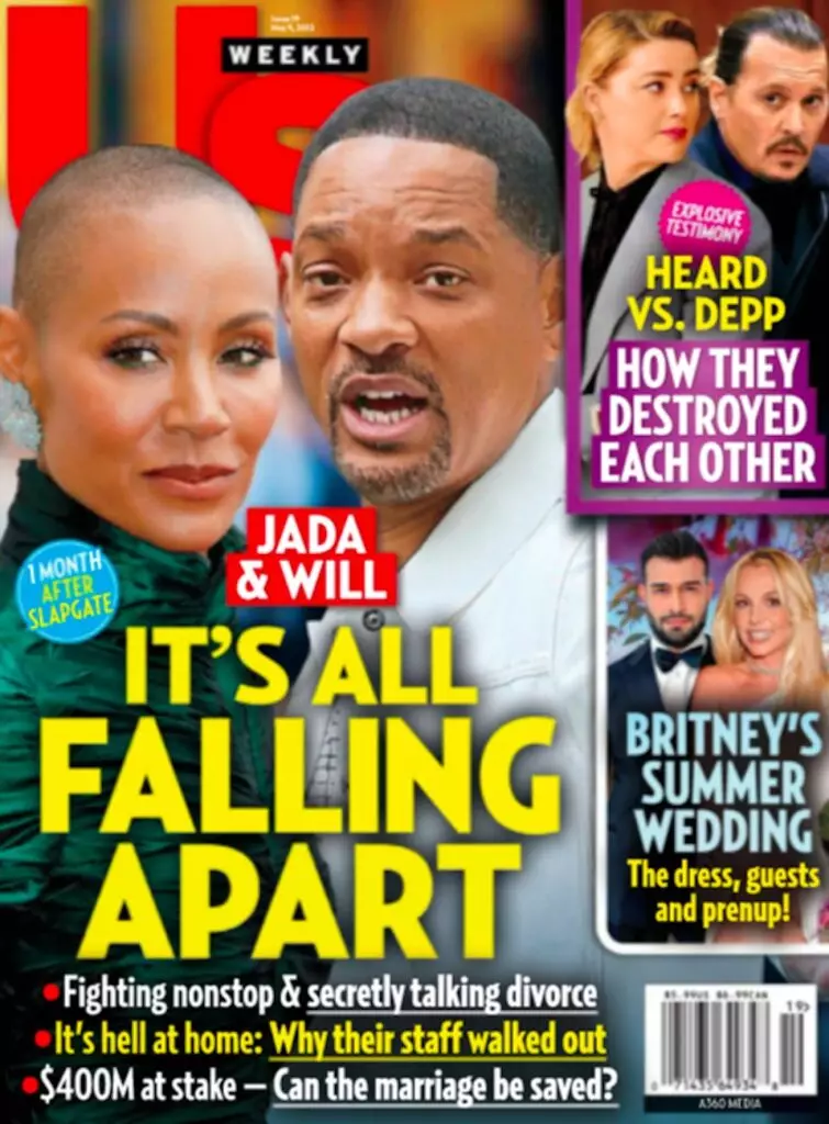 корицата на Us Weekly, която казва, че Jada & Will It's All Falling Apart