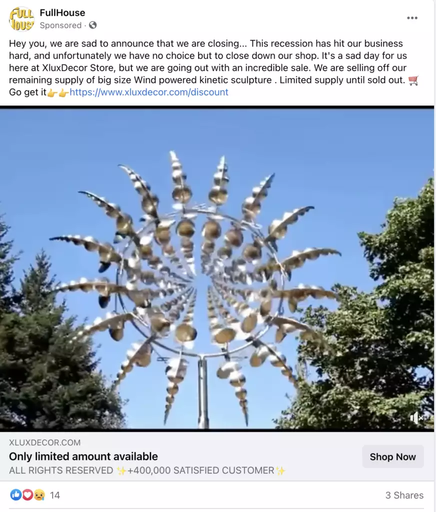 Mitandrema amin'ity Facebook Windmill Ad Scam ity 4442_2