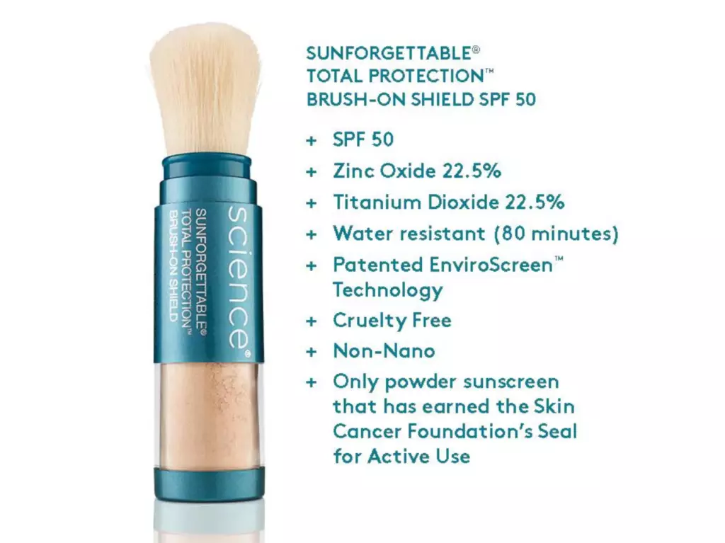 Colorescience Total Protection Brush-On Shield, švelnus, be parabenų ir sulfatų