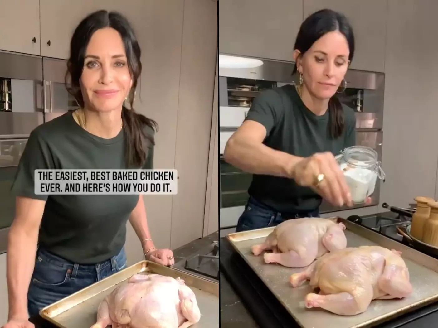 Courteney Cox Asertas, ke Ŝia "Plej Bona Bakita Kokido Kun Poreoj" Estas La Plej Delikata Birdo, kiun Vi Gustos.