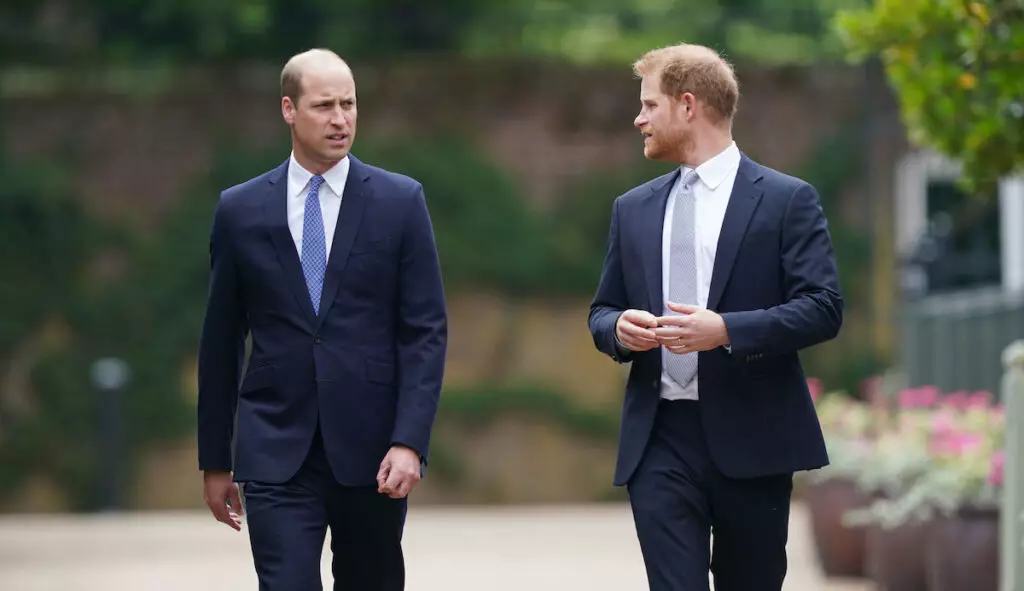 Prince William ak Prince Harry ap mache deyò, tou de nan kostim marin